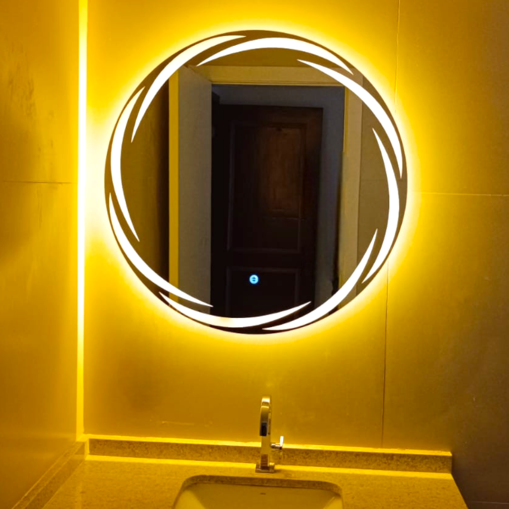 Espelho Led 3 Cores Botão Touch Luz Ajustável Redondo Pontas - Espelhos ...